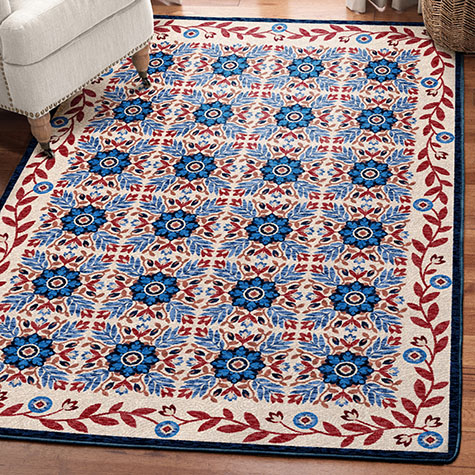 United Quilt Antique Red White & Blue Rug - SW Rugs Depot